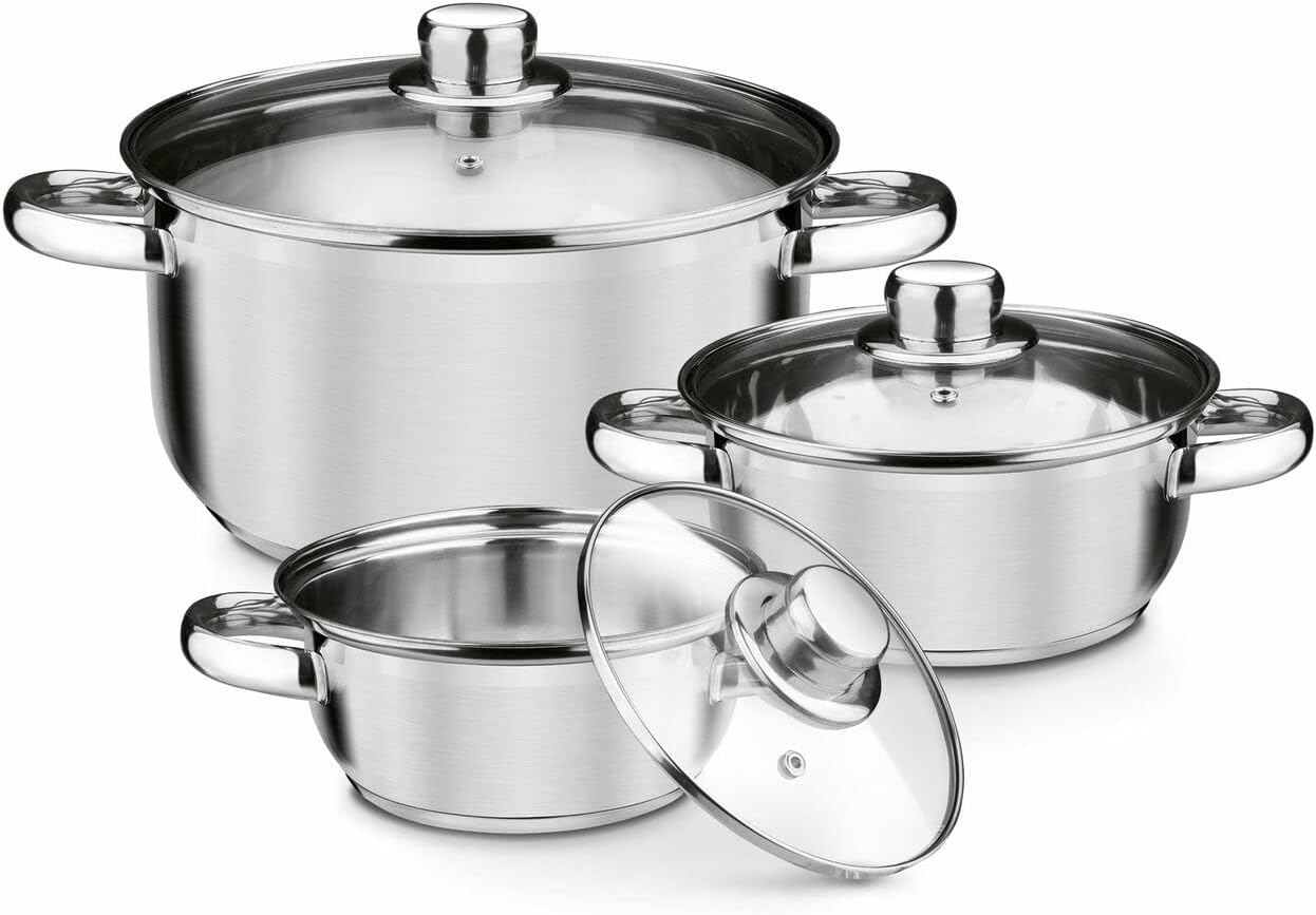 Cooking Pots Sets Stainless Steel Cookware Pan 6 Piece Pots Satin with ...