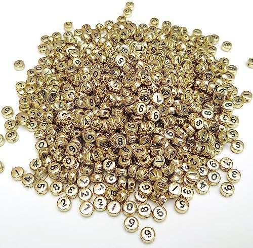 Amazon.com: 1000pcs Acrylic Number Beads 0-9 Round Number Beads 4x7mm ...