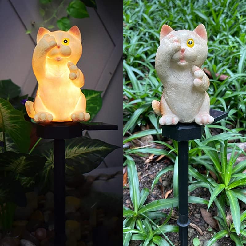 Solar Cat Outdoor Garden Light, Outdoor Path Solar Powered Cat Stake ...