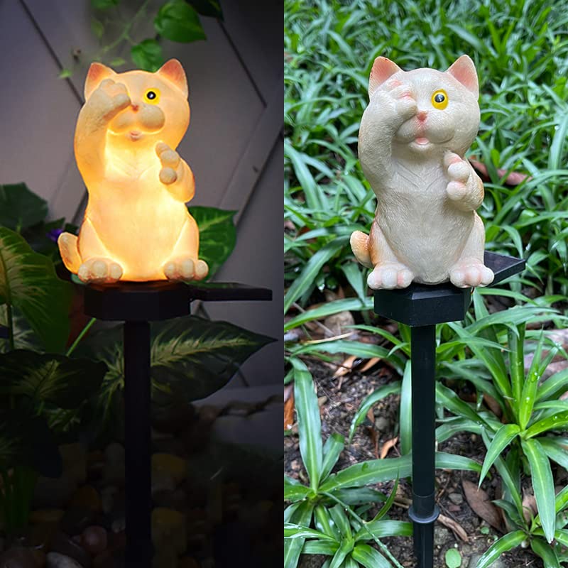 Solar Cat Outdoor Garden Light, Outdoor Path Solar Powered Cat Stake ...