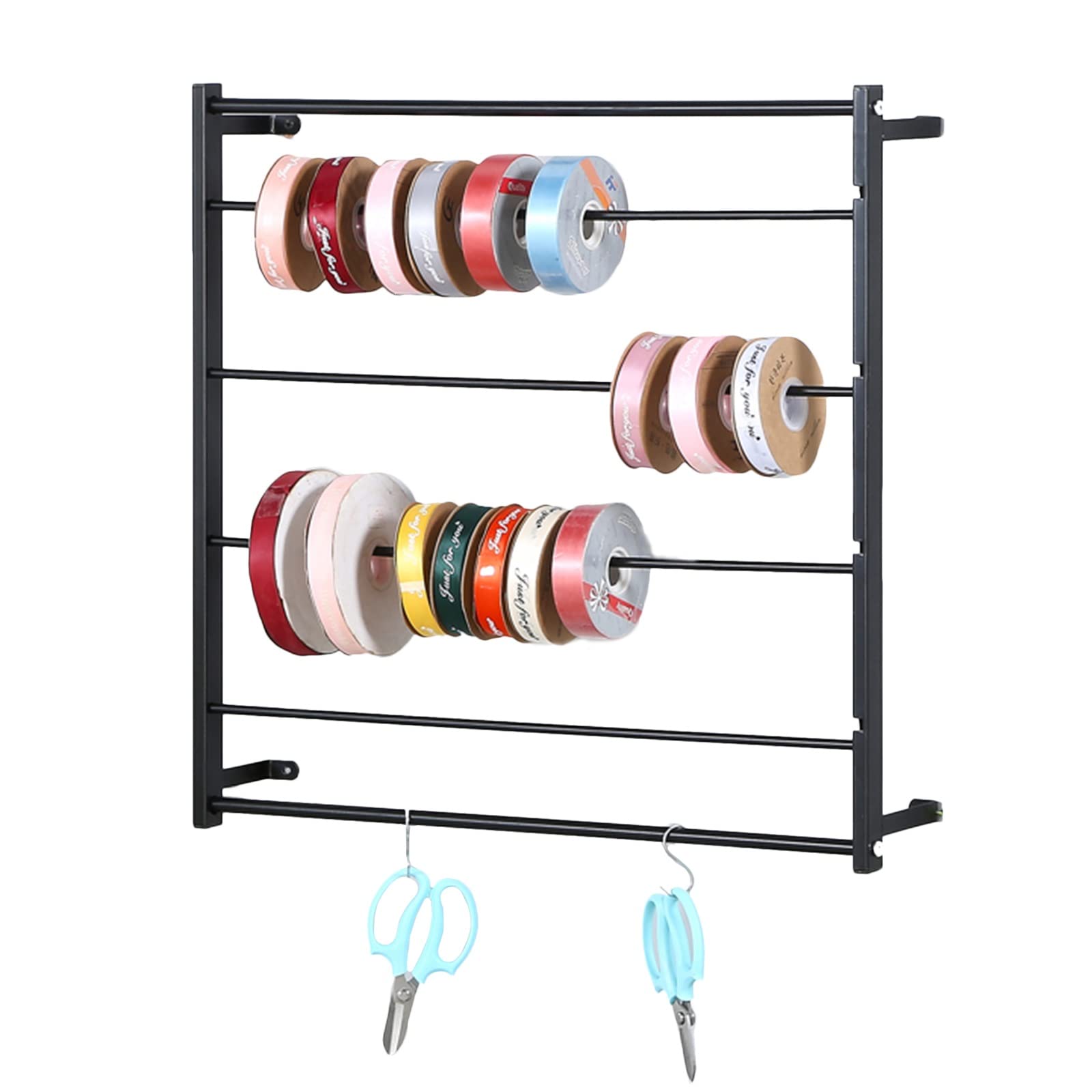 Amazon.com: LSMKKA Wall Mount Ribbon Rack, Crafts Organizer 4 Tier ...