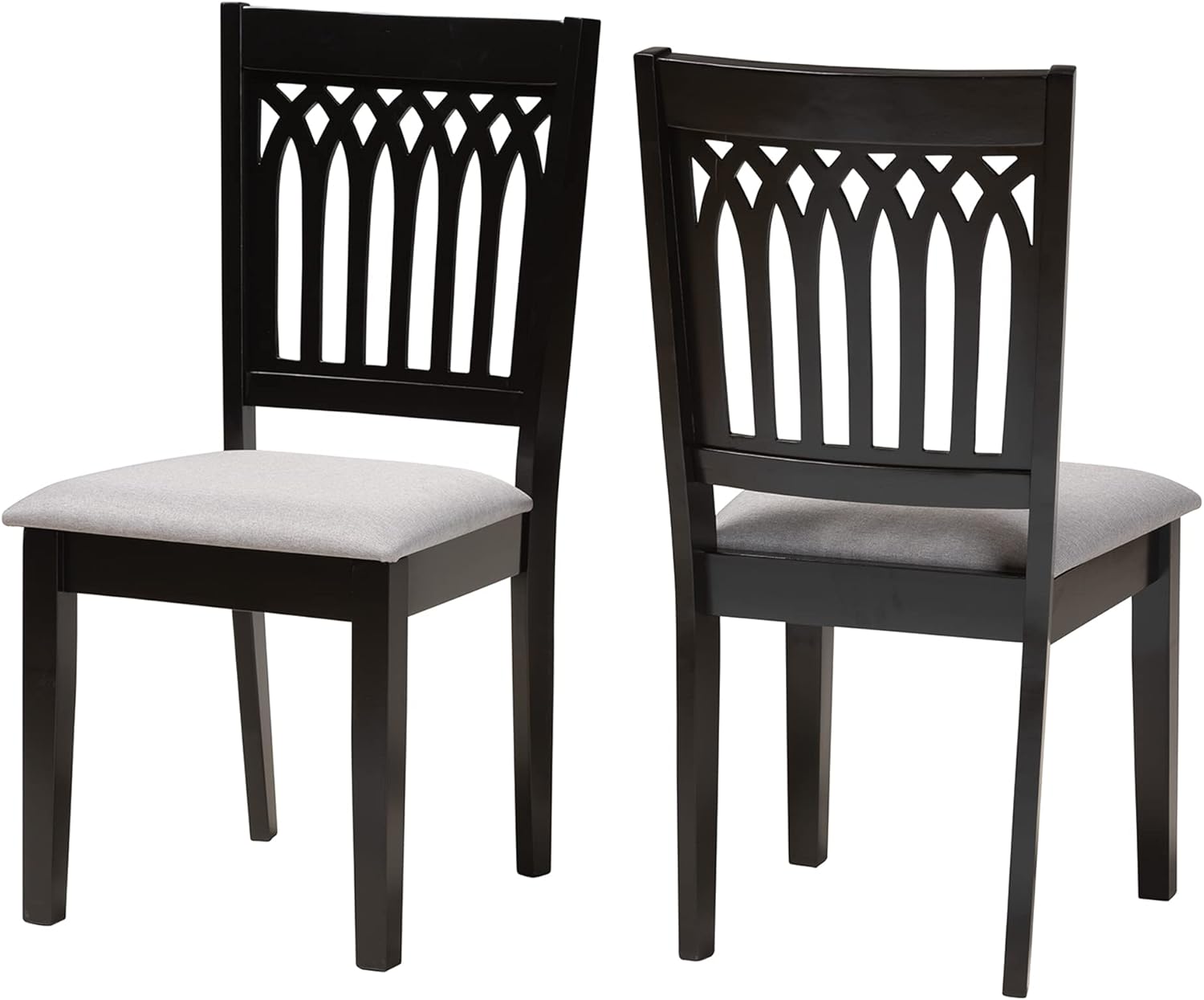 Amazon.com: Baxton Studio Genesis Dining Chairs, Set of 2, Grey/Dark Brown