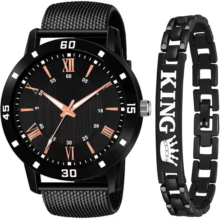 Acnos® Premium Brand Design Stylish Black DIAL PU Strap Black King ...