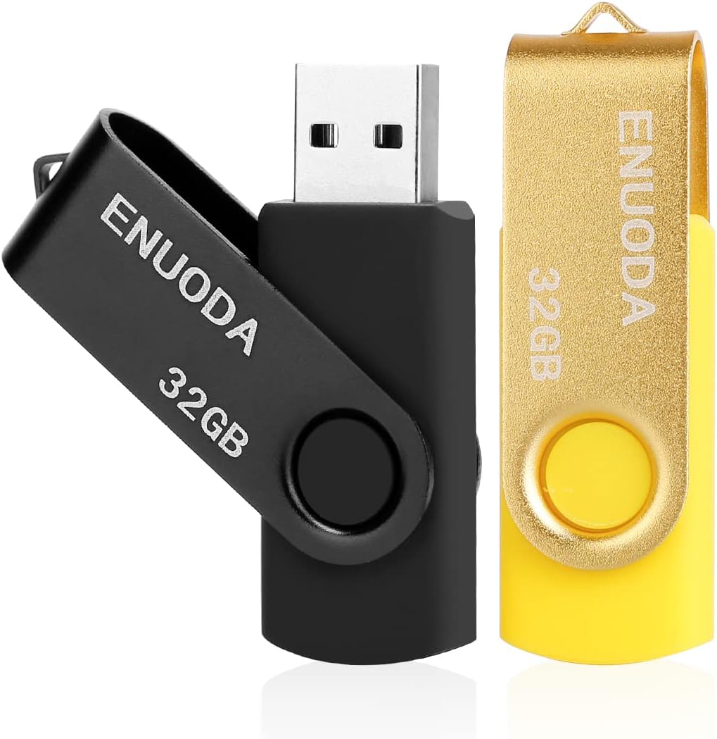 ENUODA USB Stick 32GB 2 Stück Speicherstick Rotate Metall Mehrfarbig High Speed USB 2.0 Flash ...