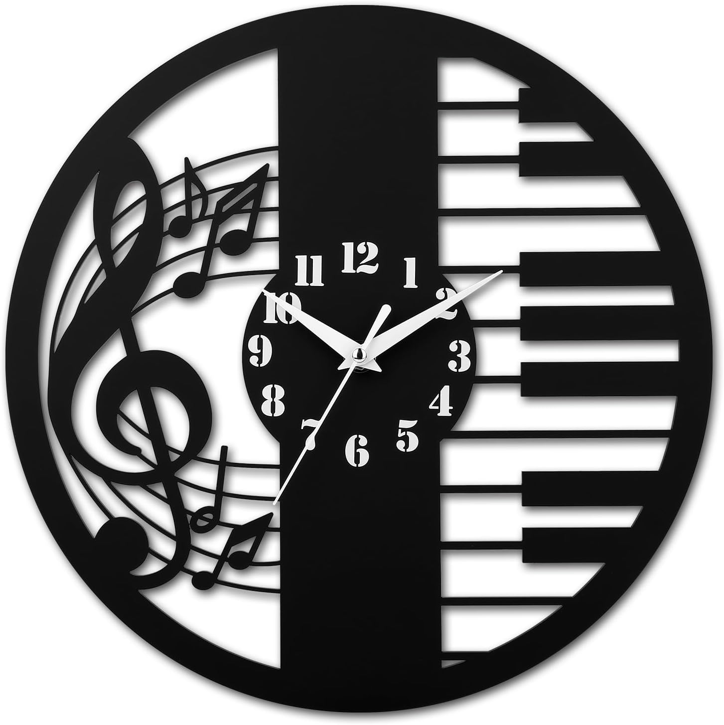 Amazon.com: Music Piano Notes Art Vinyl Wall Clock, Music Piano Notes ...