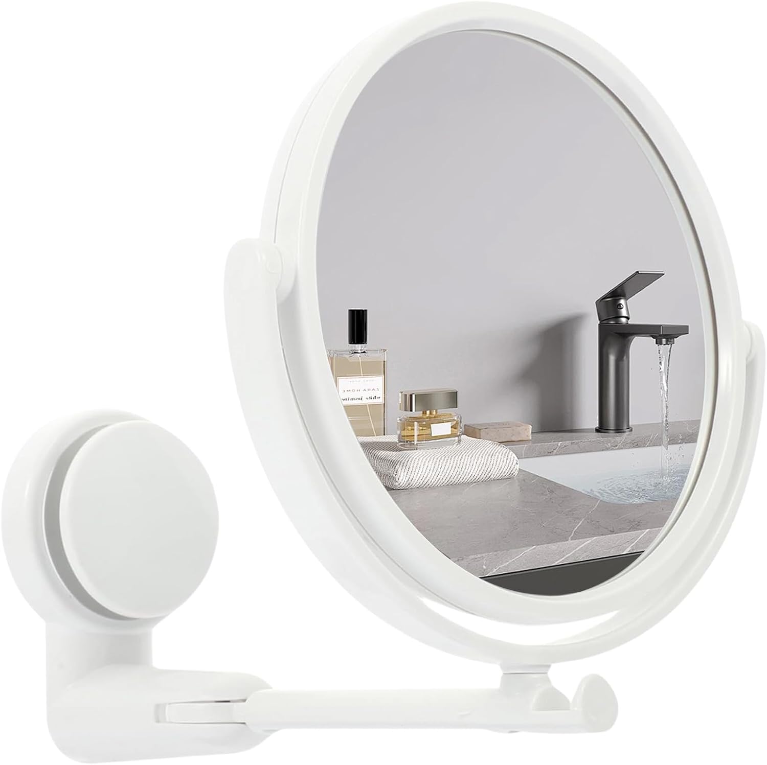 2-in-1 Suction Bathroom Mirror -Wall Mounted and Tabletop -Double Sided ...