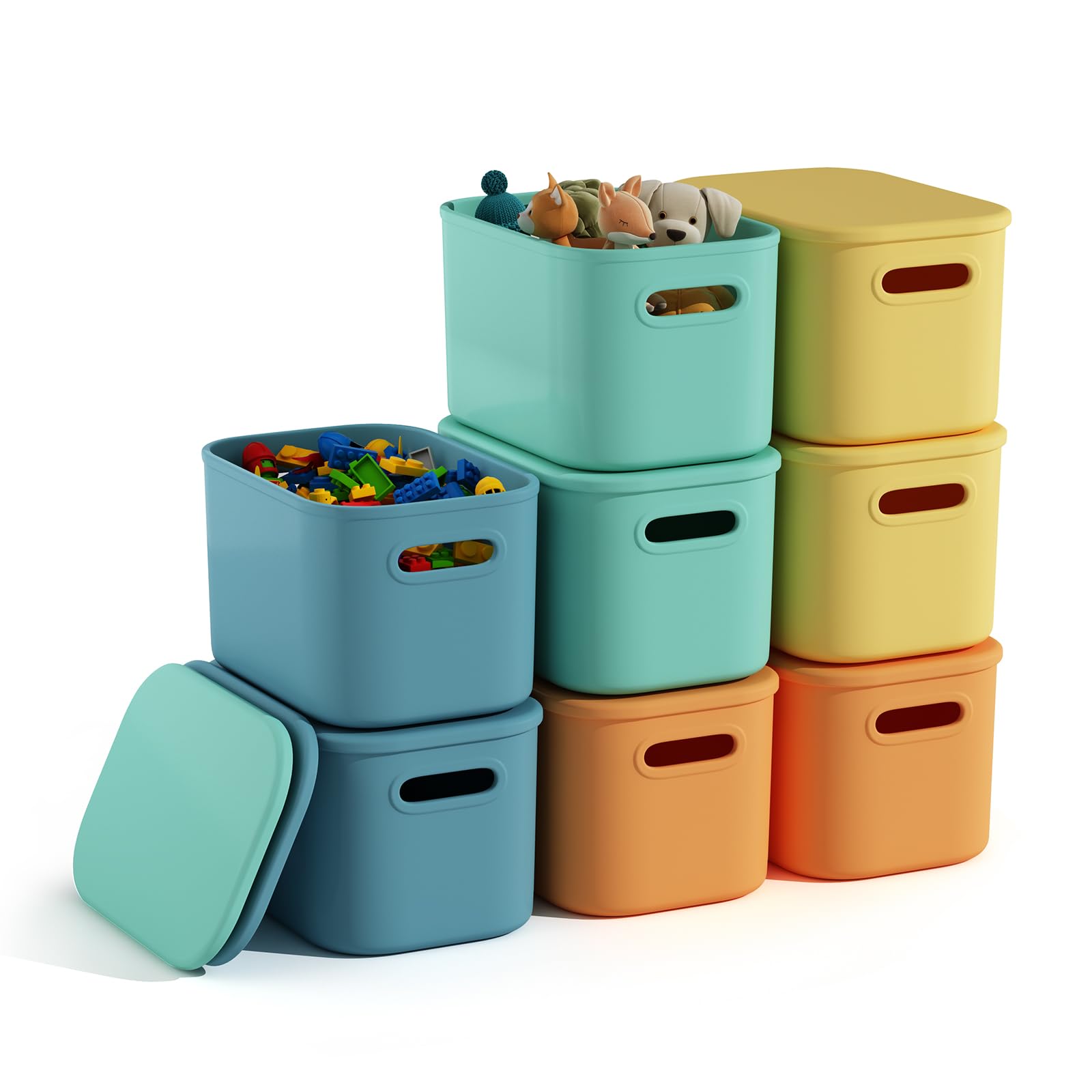 Amazon.com: 8 Pack Colorful Storage Bins with Lids for Shelves ...