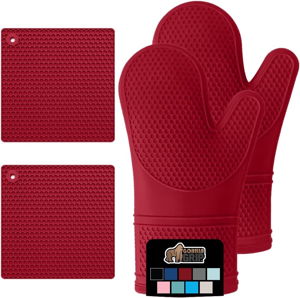 Amazon.com: KitchenAid Ribbed Soft Silicone Oven Mitt Set, 7.5"x13 ...
