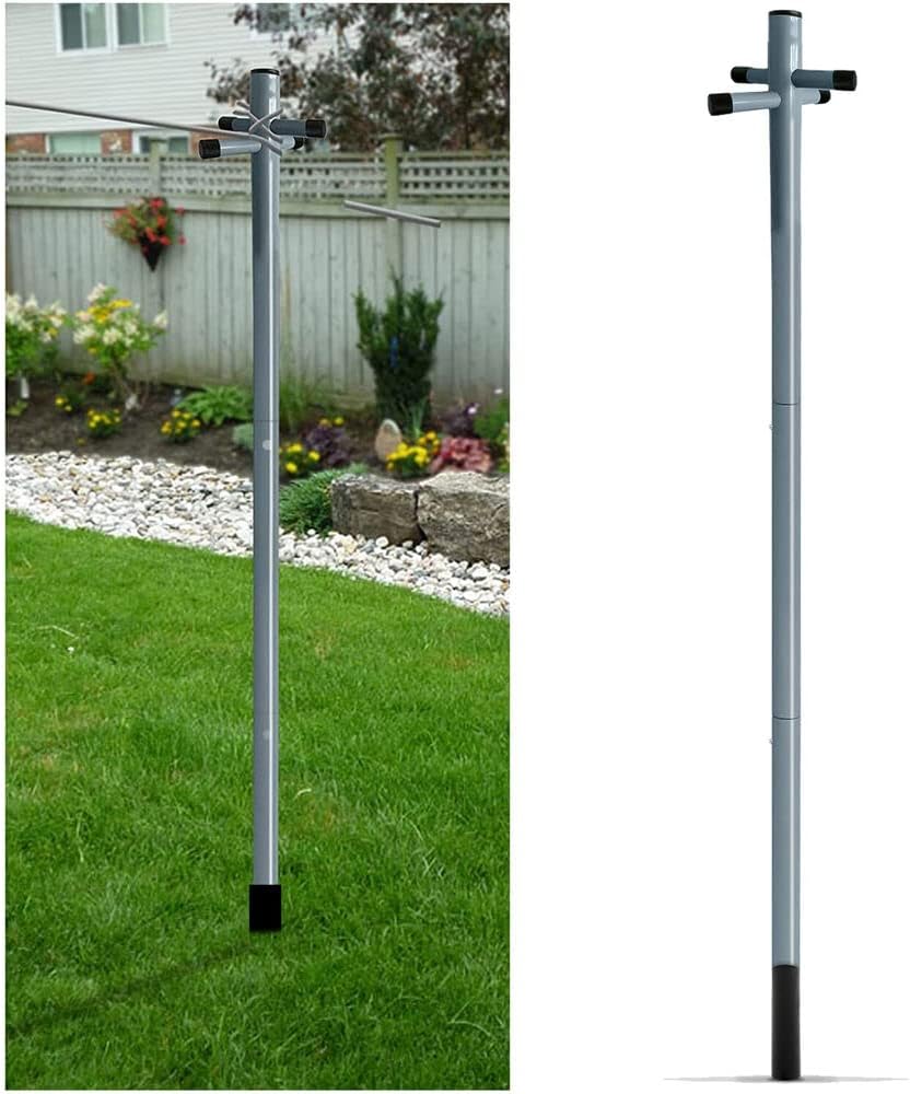 TACINO Galvanized 2.4m Washing Line Post Pole Heavy Duty Clothes ...