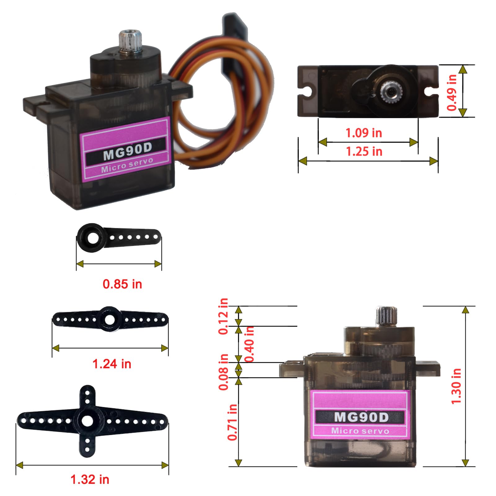 Snapklik.com : 4 Pack MG90D 9g Digital Micro Servo Full Metal Gear 360 Degree Continuous ...