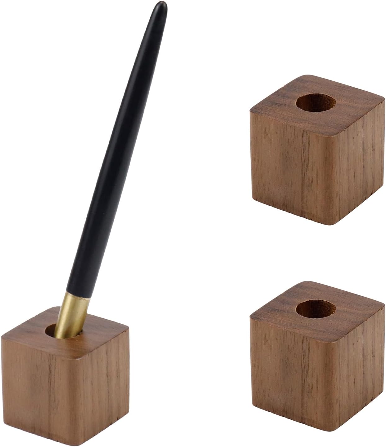 Amazon.com: Risbay Single Pen Stand Holder,Walnut Single Pen Holder ...