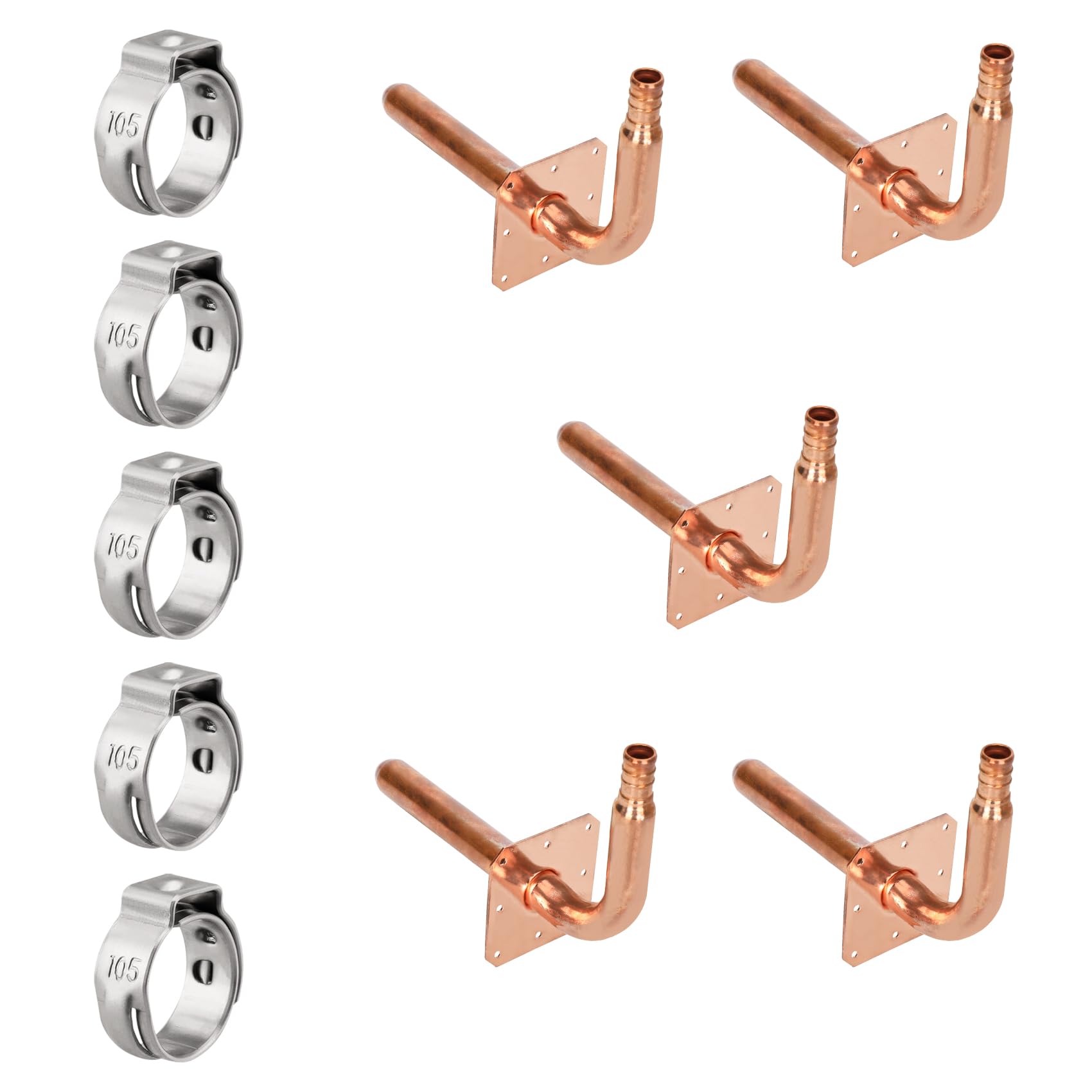 Amazon.com: Pack of 5 Copper Stub Out Elbows with Wall Flange Stub Out ...