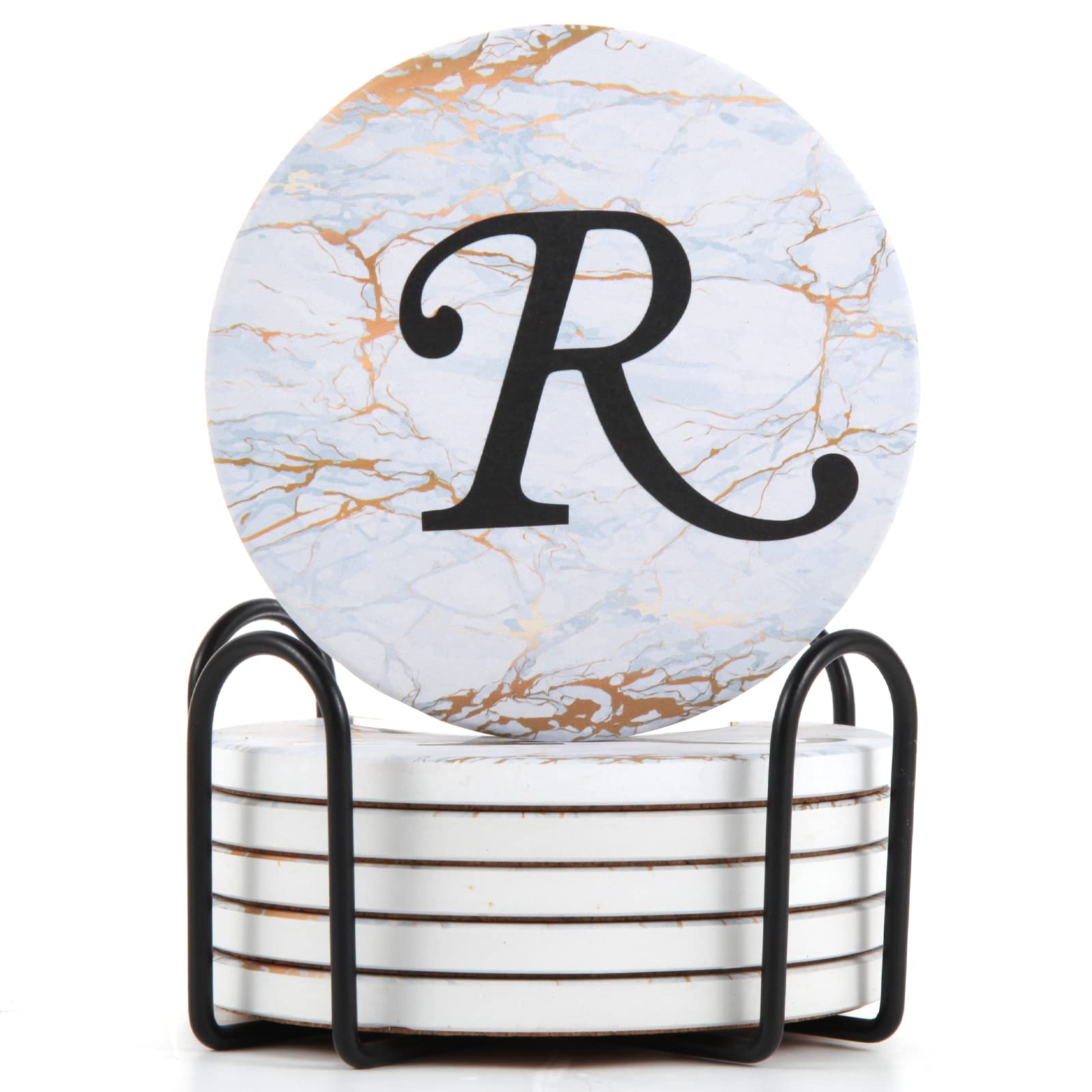 Amazon.com: Monogrammed Coasters for Drinks Absorbents with Holder, Set ...