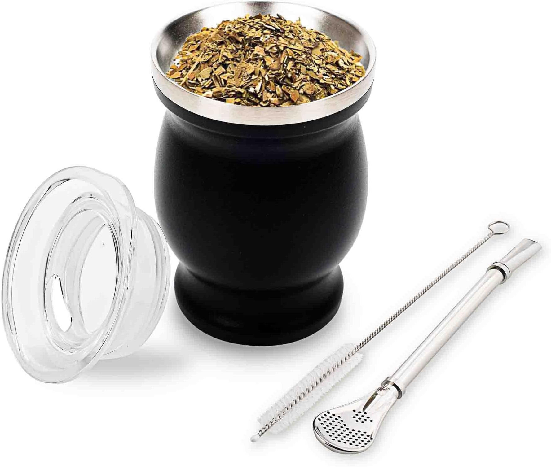Amazon.com | binsakao Yerba Mate Cup Set - Stainless Steel Double ...