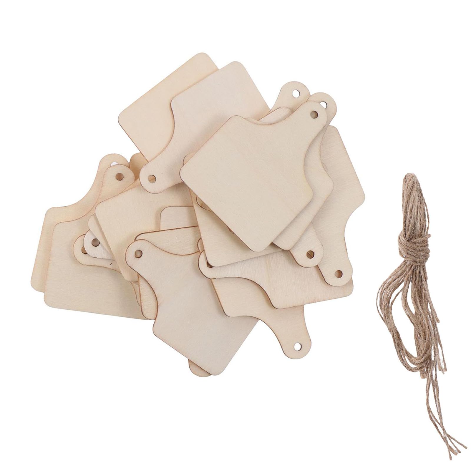 Amazon.com: Uniquer 40Pcs Unfinished Wooden Cow Ear Tags Cutouts with ...