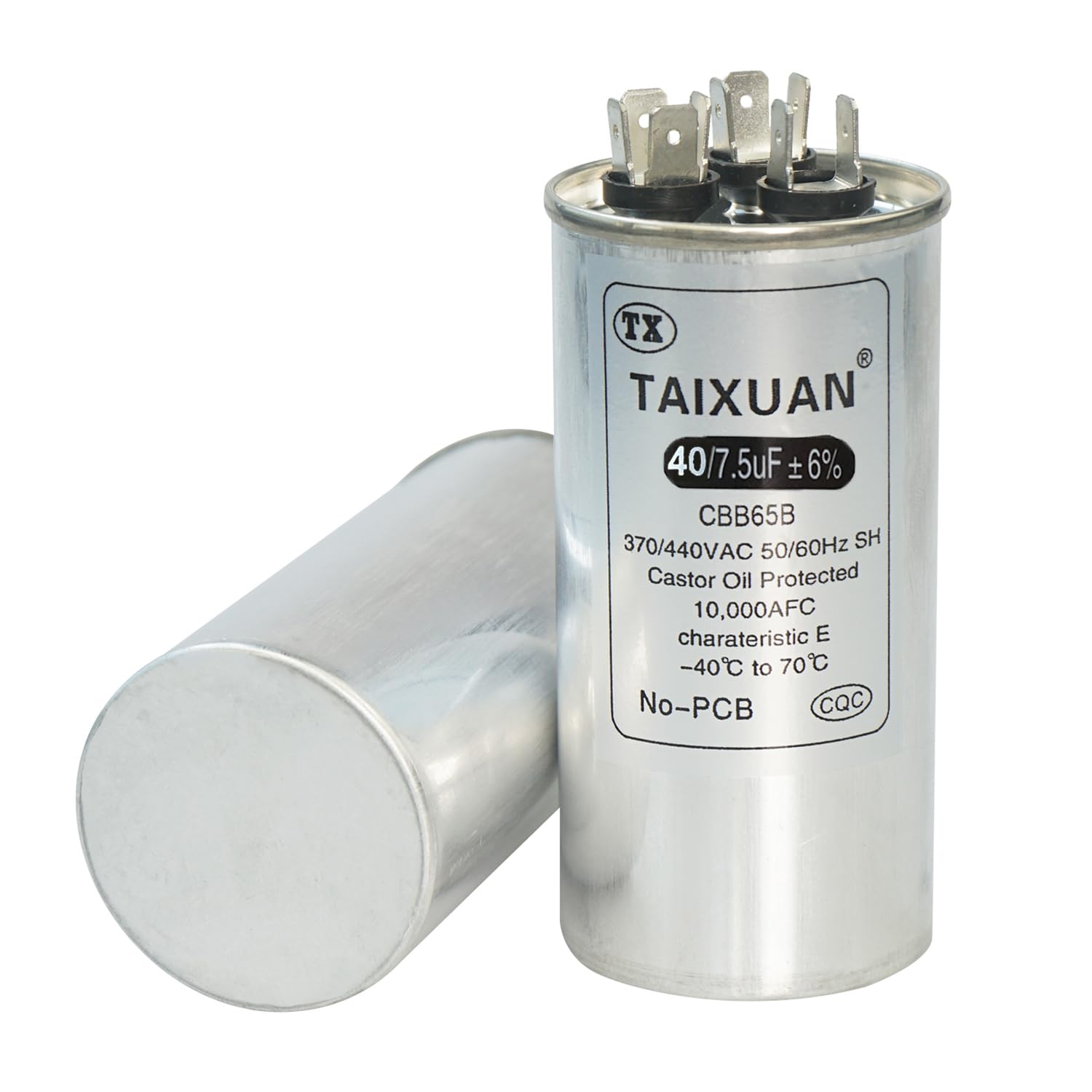 Snapklik.com : 40+7.5 uF 40/7.5 MFD 370V Or 440V Dual Run Start Round ...