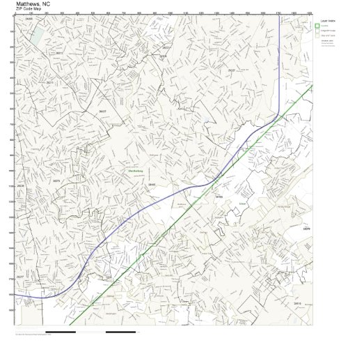 Amazon.com : ZIP Code Wall Map of Matthews, NC ZIP Code Map Not ...