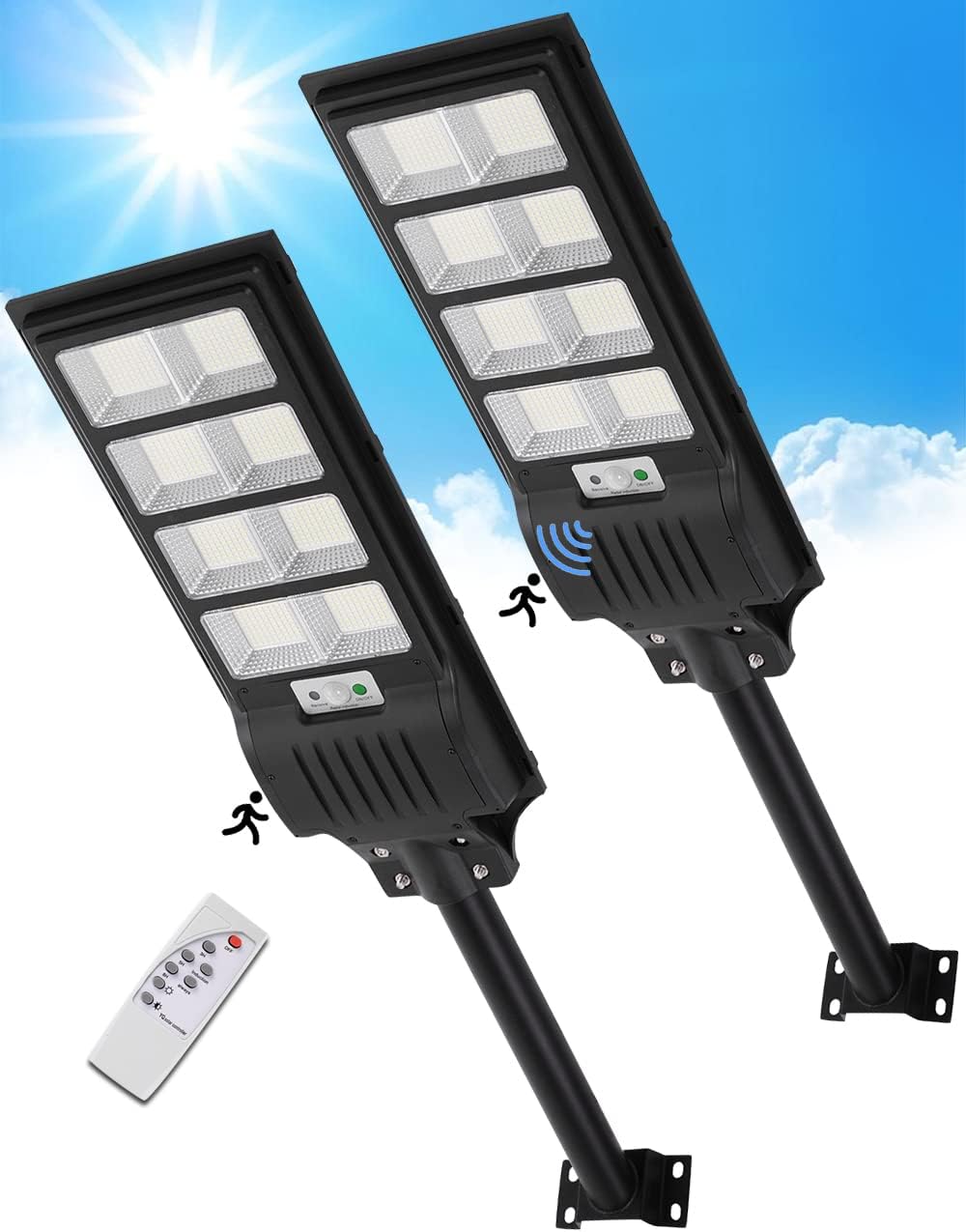 Solar Street Light 400W - 6500K LED Solar Power Street Lights with Panel 10000LM Dusk to Dawn ...