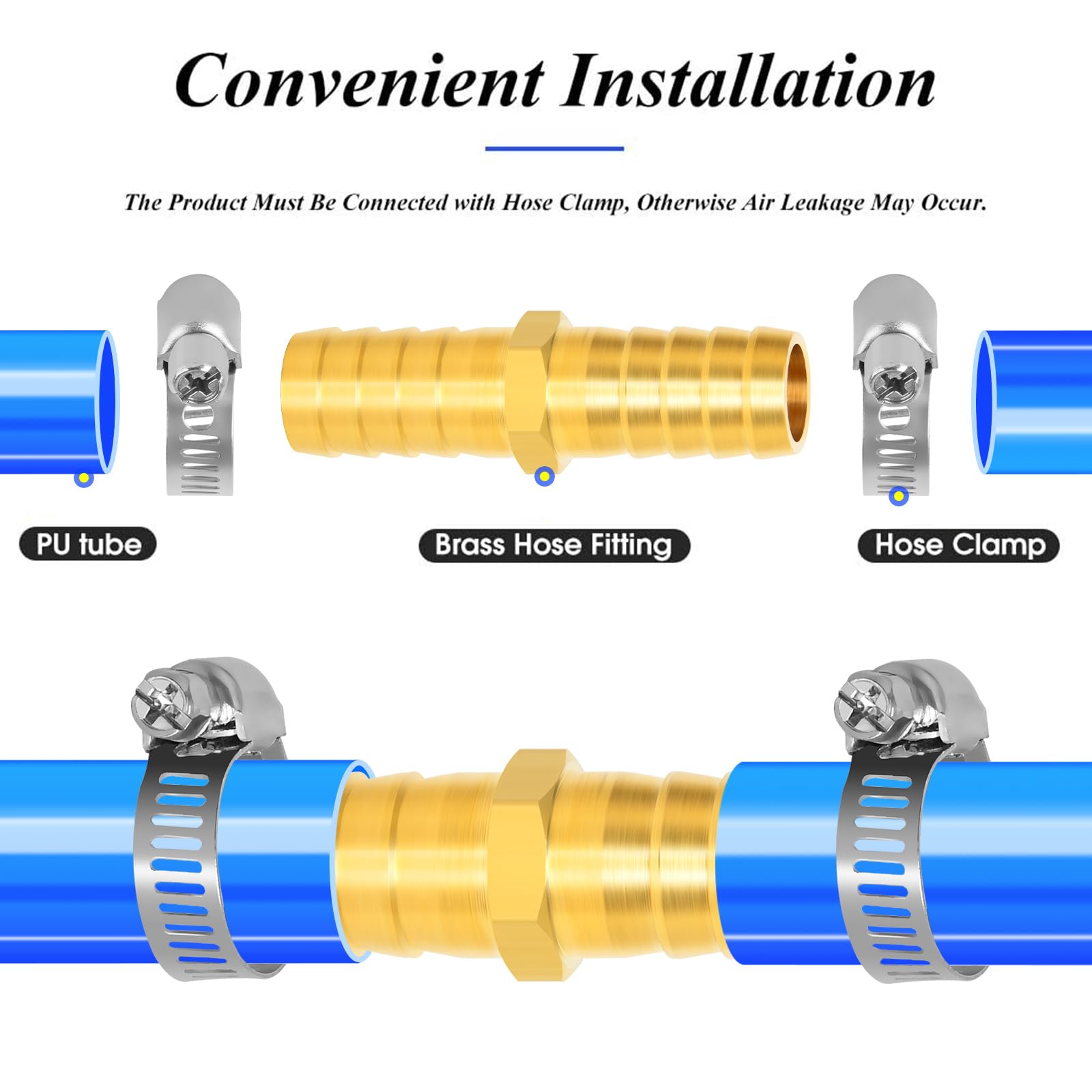 TAILONZ PNEUMATIC Union 10mm Barbed x 10mm Barbed Splicer Brass Hose ...