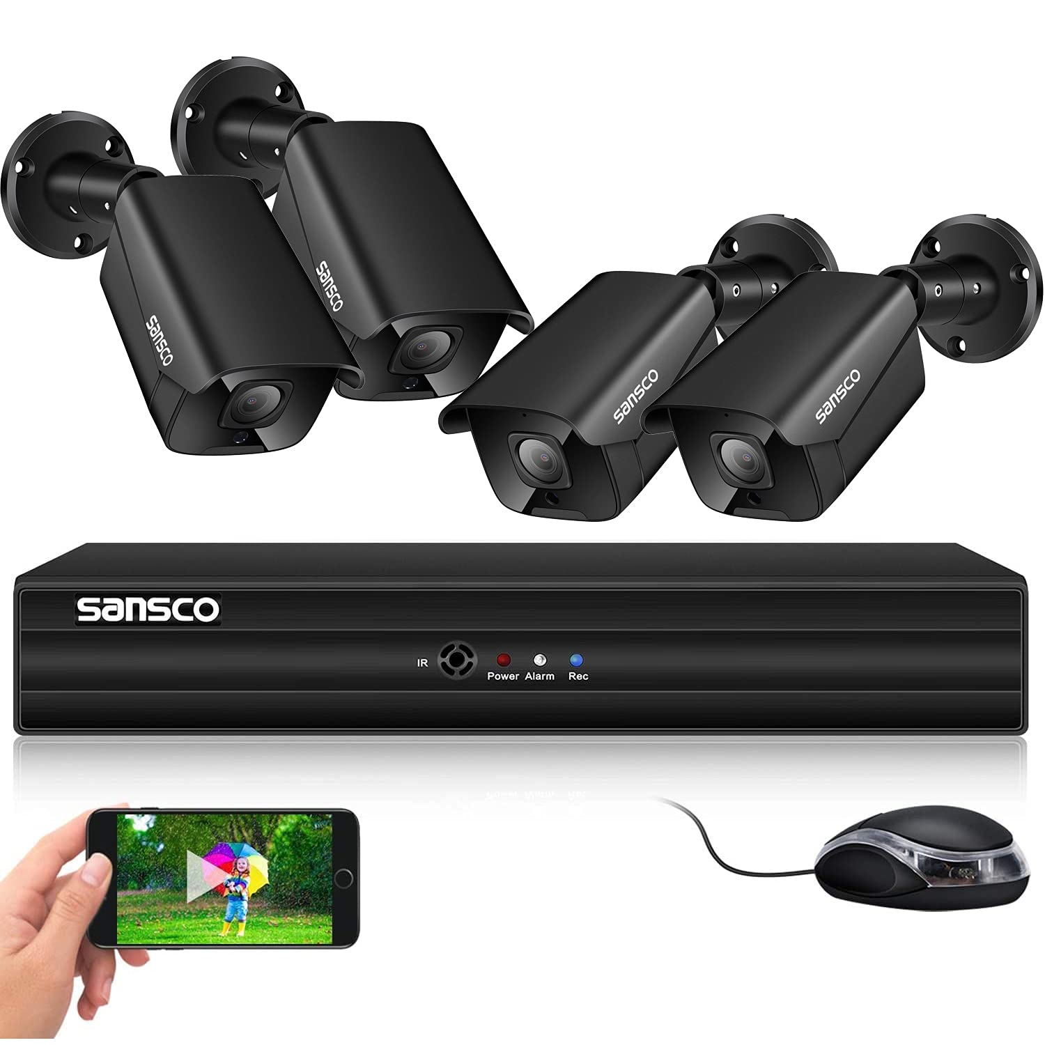 [Outdoor Approved] SANSCO 1080p HD CCTV Camera Systems, 4CH Home/Office ...