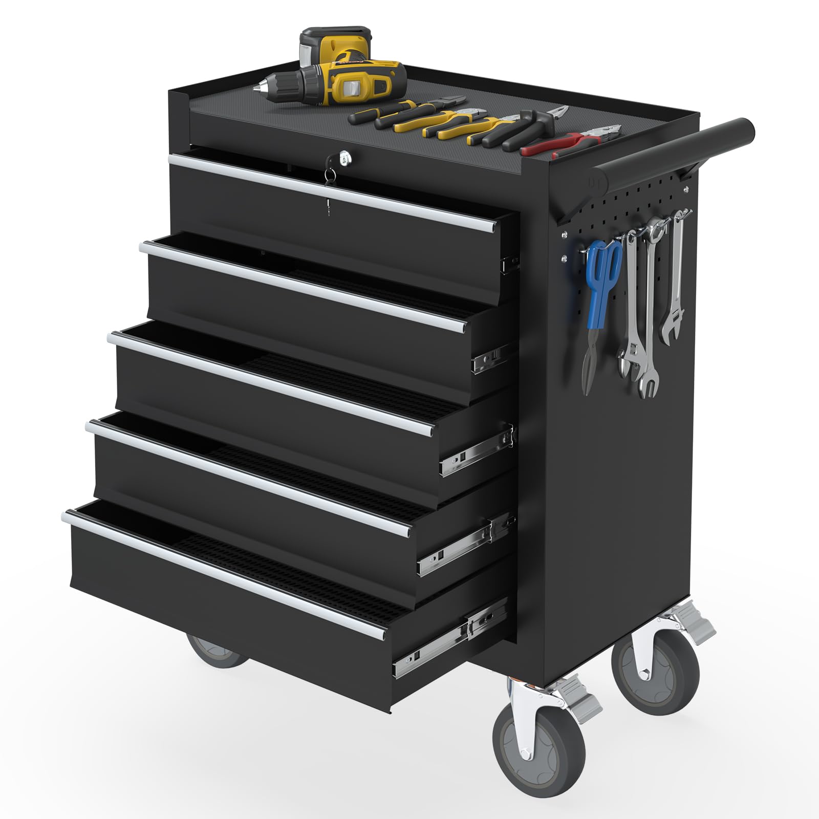5 Drawers Rolling Tool Chest Tool Chest With Wheels Drawers ...