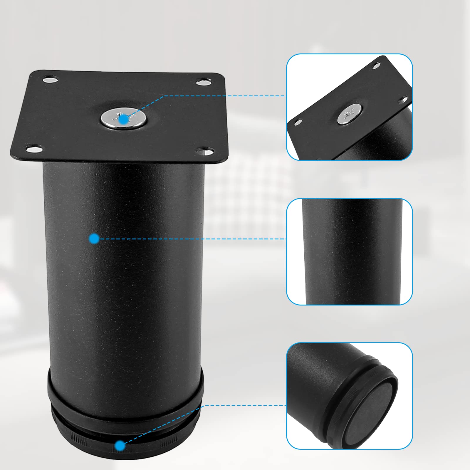 Snapklik.com : Kyuionty Set Of 4 Stainless Steel Furniture Legs 5 Inch ...