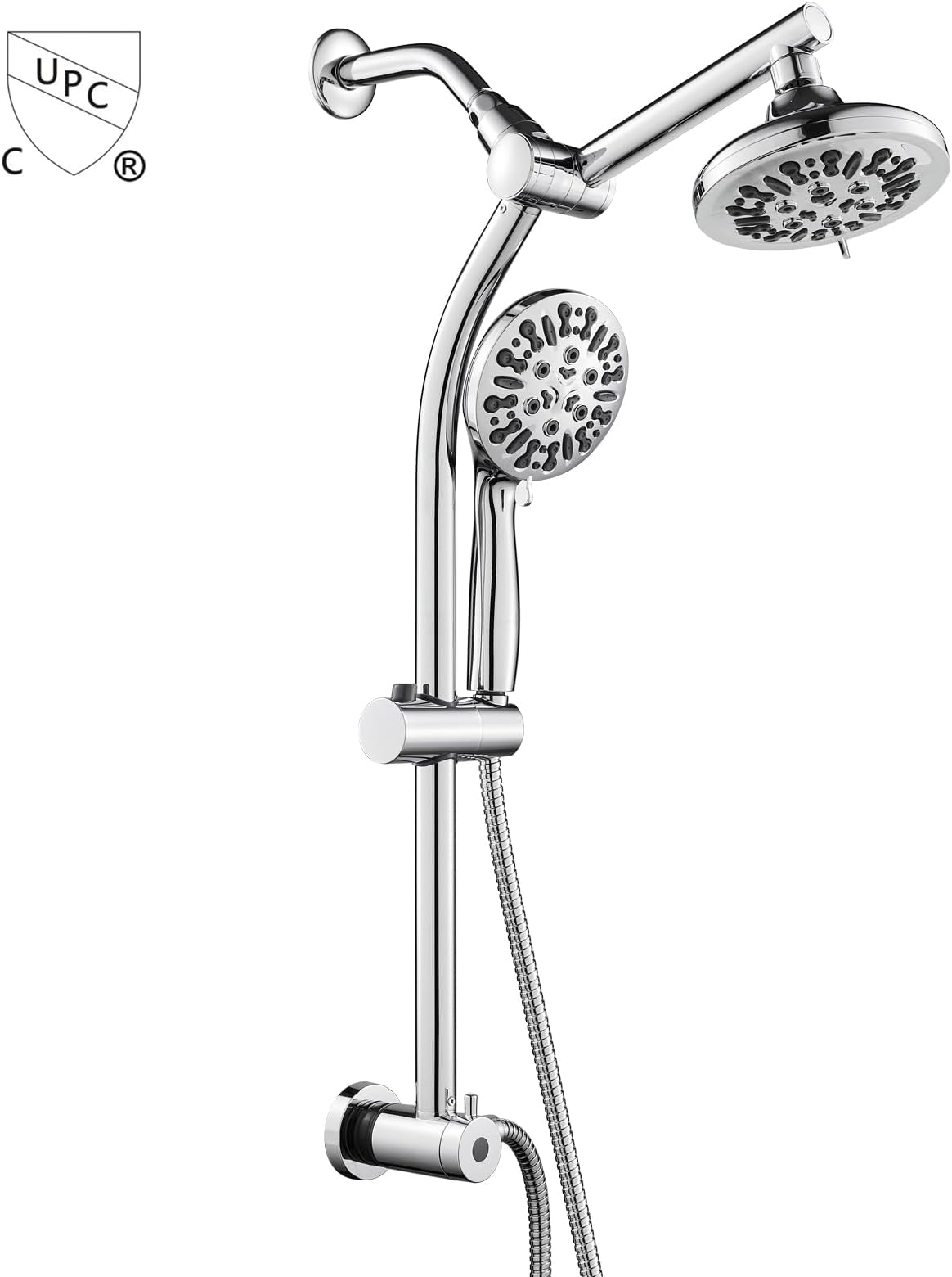 OUGOO Retrofit 2-Way Shower Head Combo, 8-Function Rainfall Shower Head ...