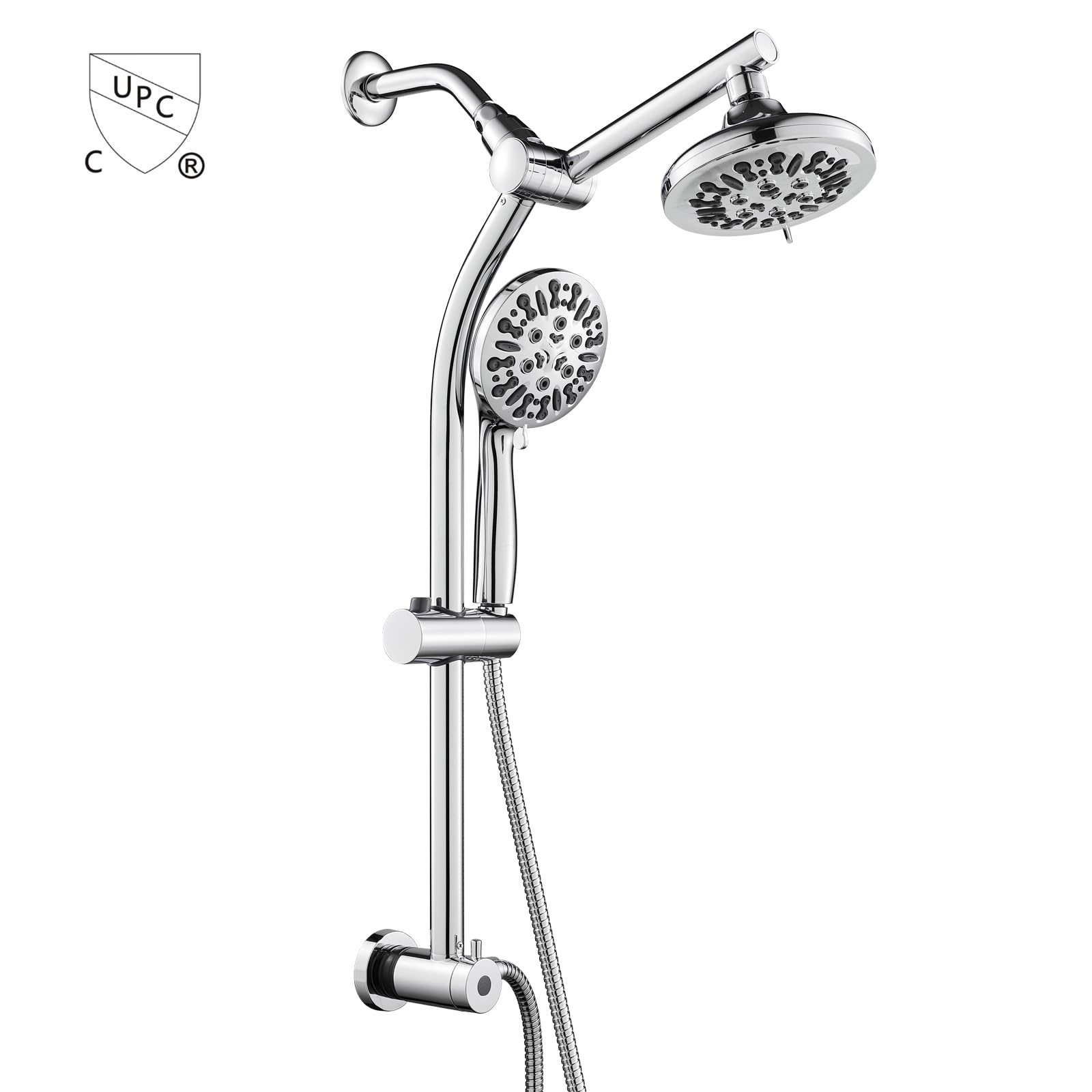 Snapklik.com : OUGOO Retrofit 2-Way Shower Head Combo, 8-Function Rainfall Shower Head