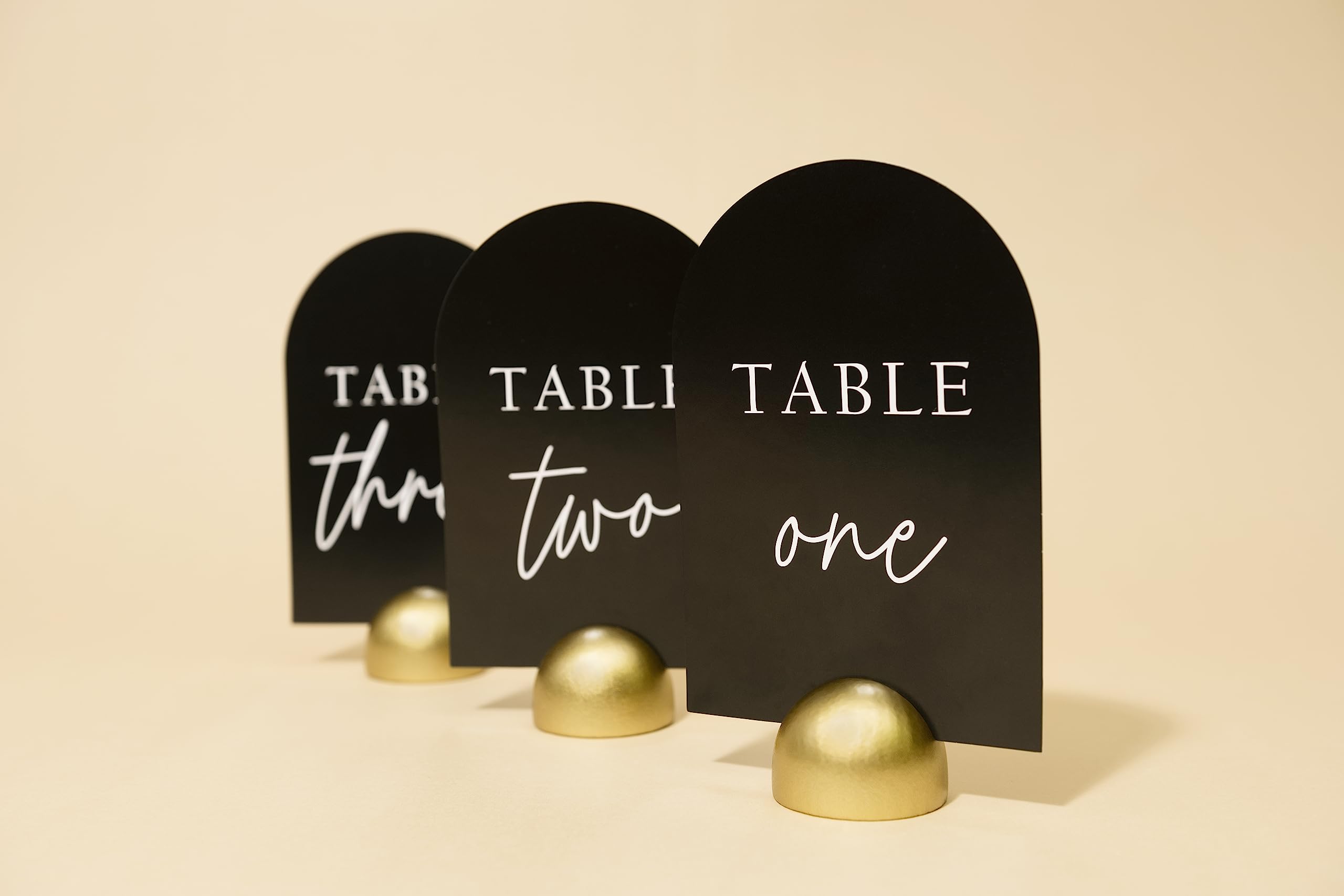 Hanna Roberts Modern Cursive Table Number Black Card Stock Half Circle ...