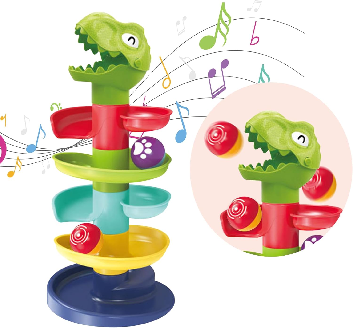GOEDEKE Dinosaur Ball Drop Toys,5 Layers Ball Drop Baby Toy 9-18 Months ...