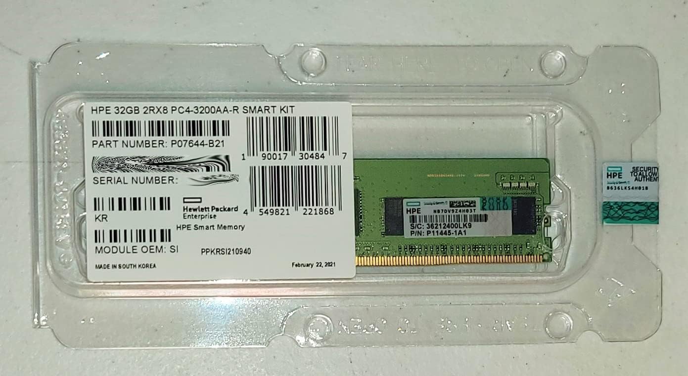 HPE 32GB (1x32GB) Dual Rank x8 DDR4-3200 CAS-22-22-22 Registered Smart ...