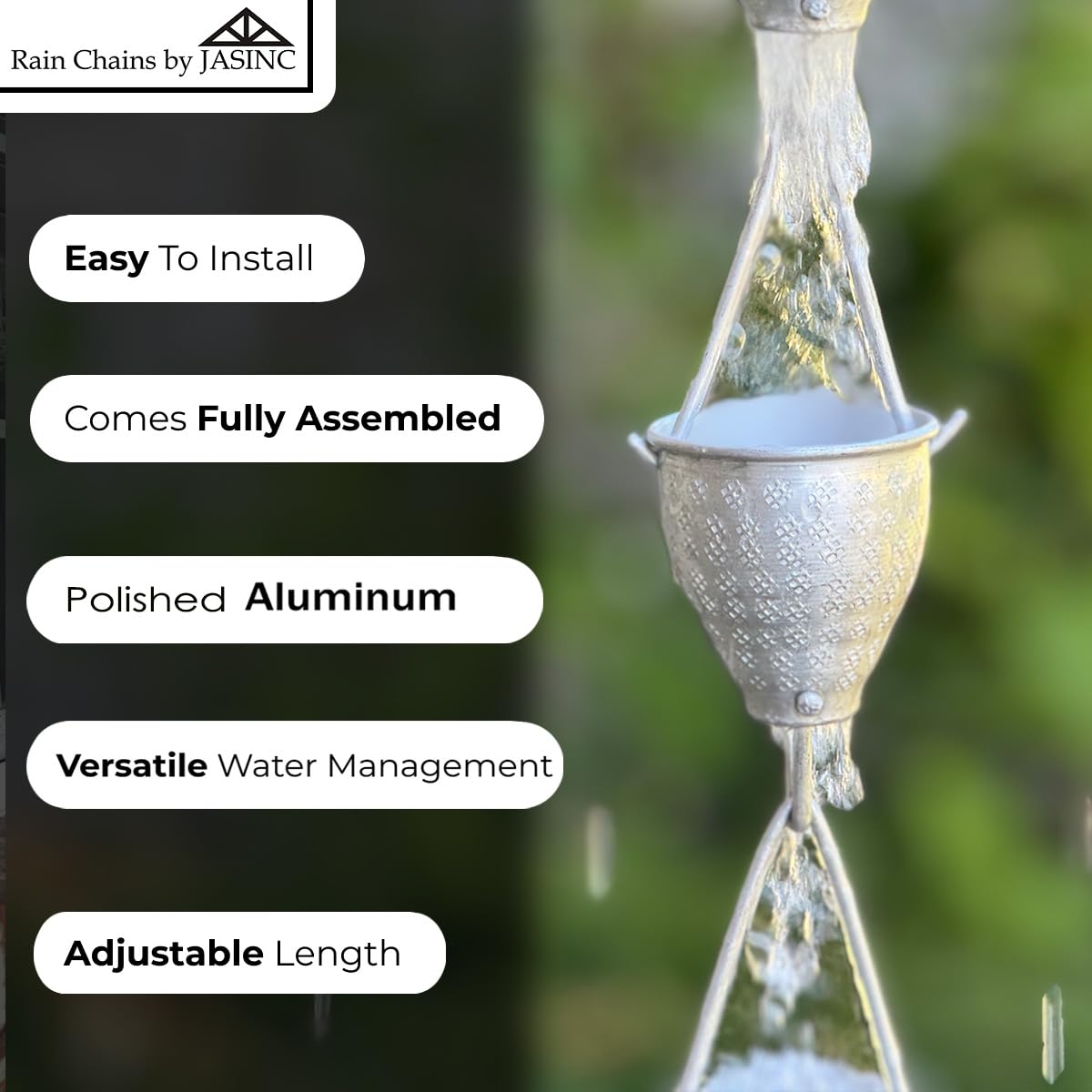 s By Jasinc 8.5 Ft Tinkle Trickle Cups Aluminum, To Replace Roof Gutter ...