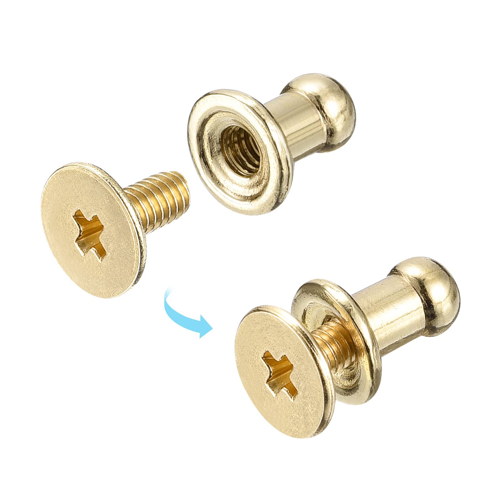 Brass Stud Screw Rivets 20-Piece Brass Flat Head Stud Screw Rivets ...