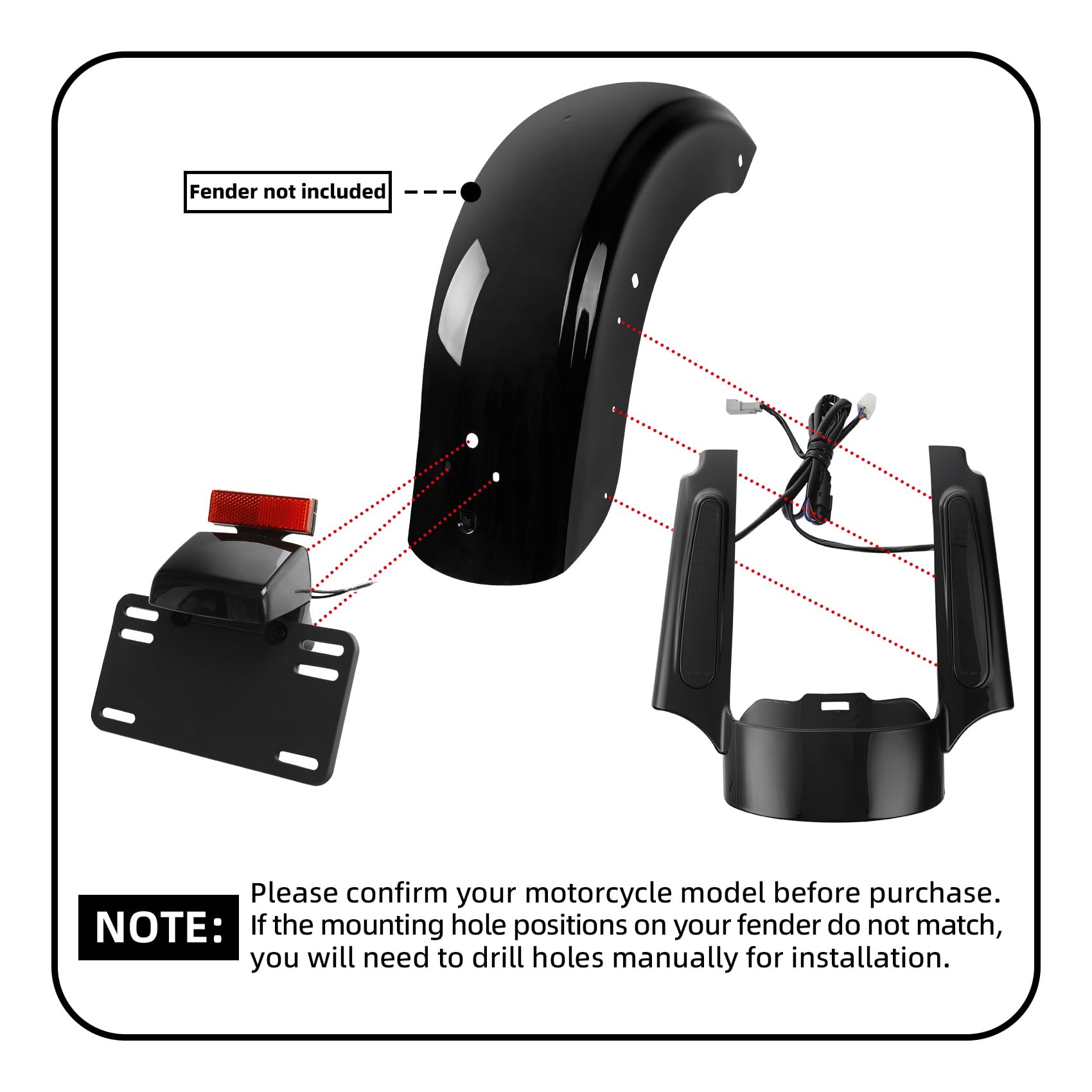 Snapklik.com : LED Rear Fender Fascia Fits For Harley Touring Road King ...