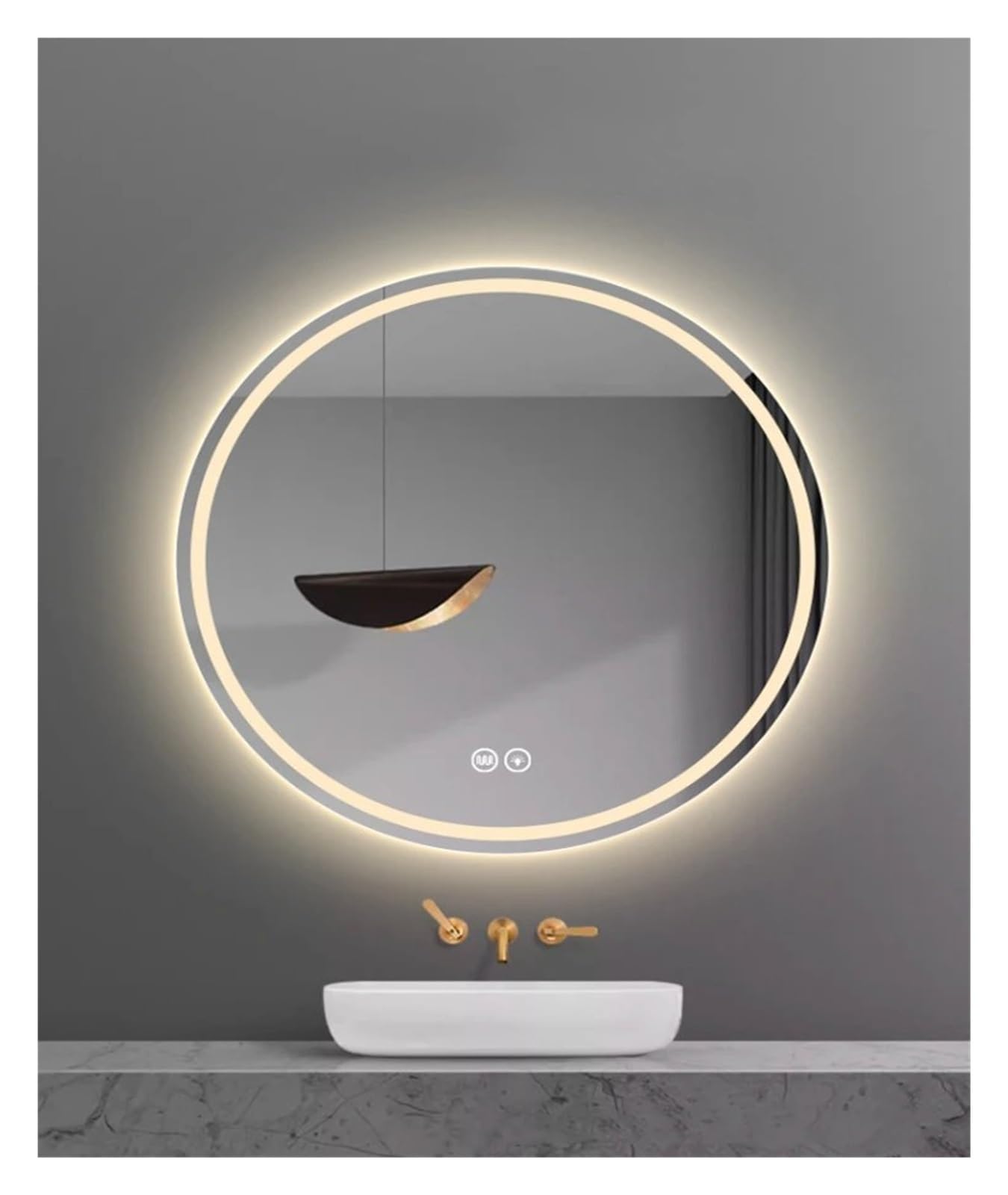 Round Mirrors Bathroom Mirror LED Mirror Night Lighting Tri-Colour ...