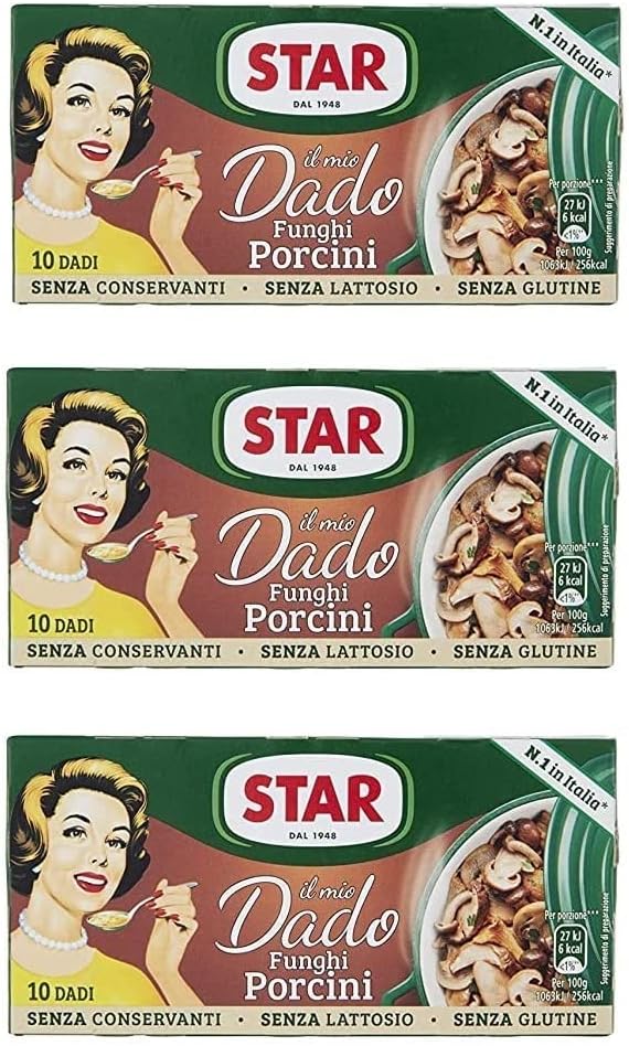 3x Star Ai Funghi Porcini 10 Italian stock cube Stock Cubes 100 g ...