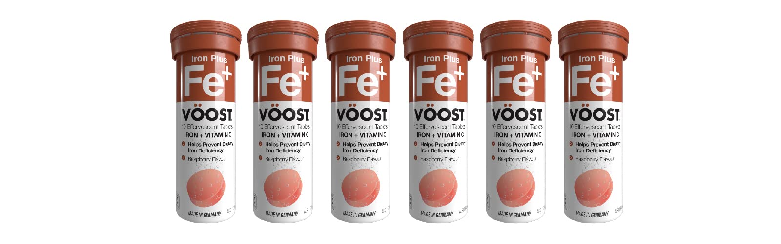 VOOST Iron Plus Raspberry Effervescent Tablets 60 Pack (6x10) : Amazon ...
