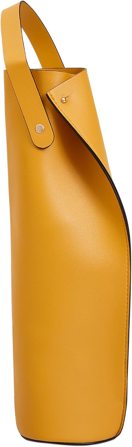 Amazon.com: LEVARE Elegant Vegan Leather Wine Tote - Premium Double Layered Yellow Vegan Leather ...