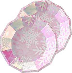 Amazon.com: ipalmay Wonderland Snowflake Plates Serves 24, Disposable ...
