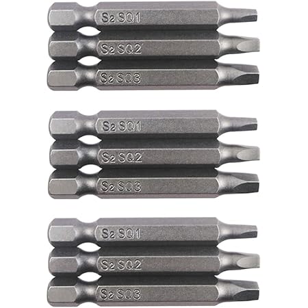 Wolfride 3 Set of 3pcs Square Head Screwdriver Bits 1/4-Inch Shank ...