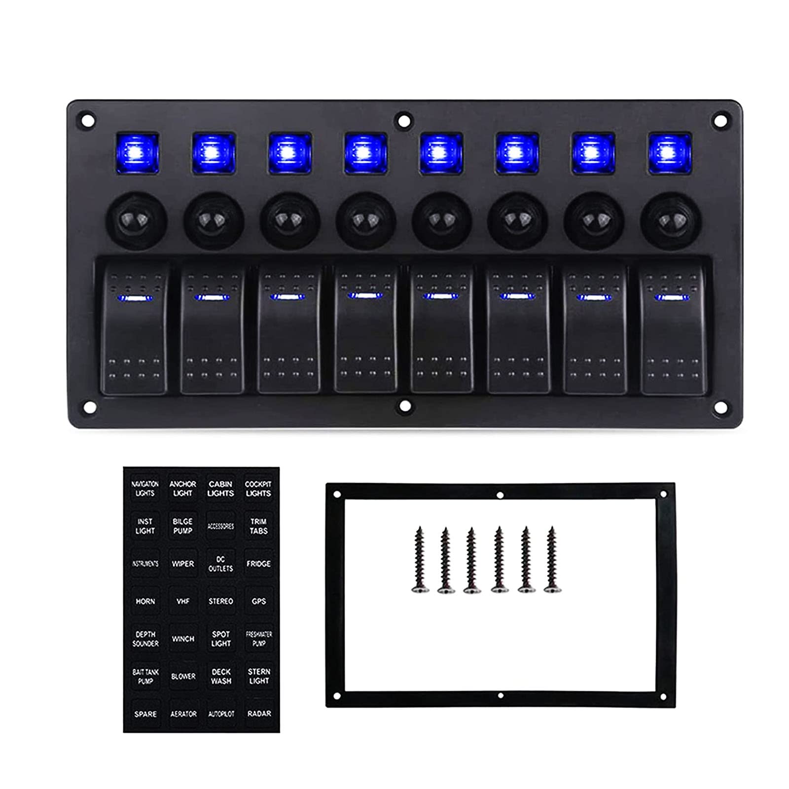Snapklik.com : KAOLALI 12v 8 Gang Waterproof Toggle Switch Panel Marine ...