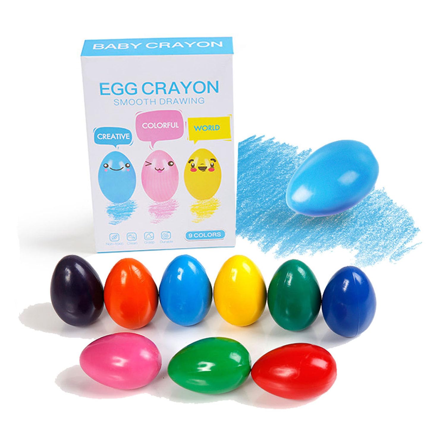 Snapklik.com : 9 Colors Toddlers Palm Grip Crayons Non Toxic Palm Grasp ...