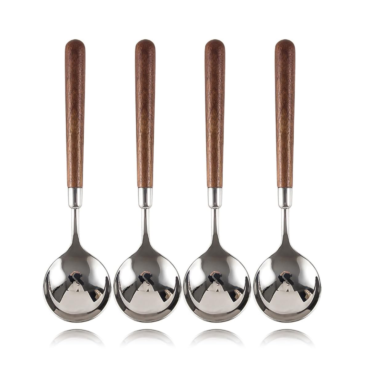 Amazon.com | Set of 4-7.59-Inch Soup Spoons with Wood Handles - 304 ...