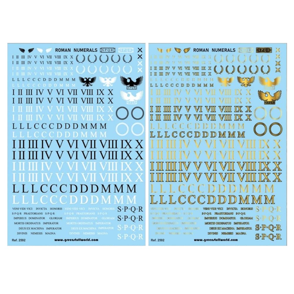 Amazon.com: Green Stuff World Water Slide Decal Roman Numerals Plastic ...