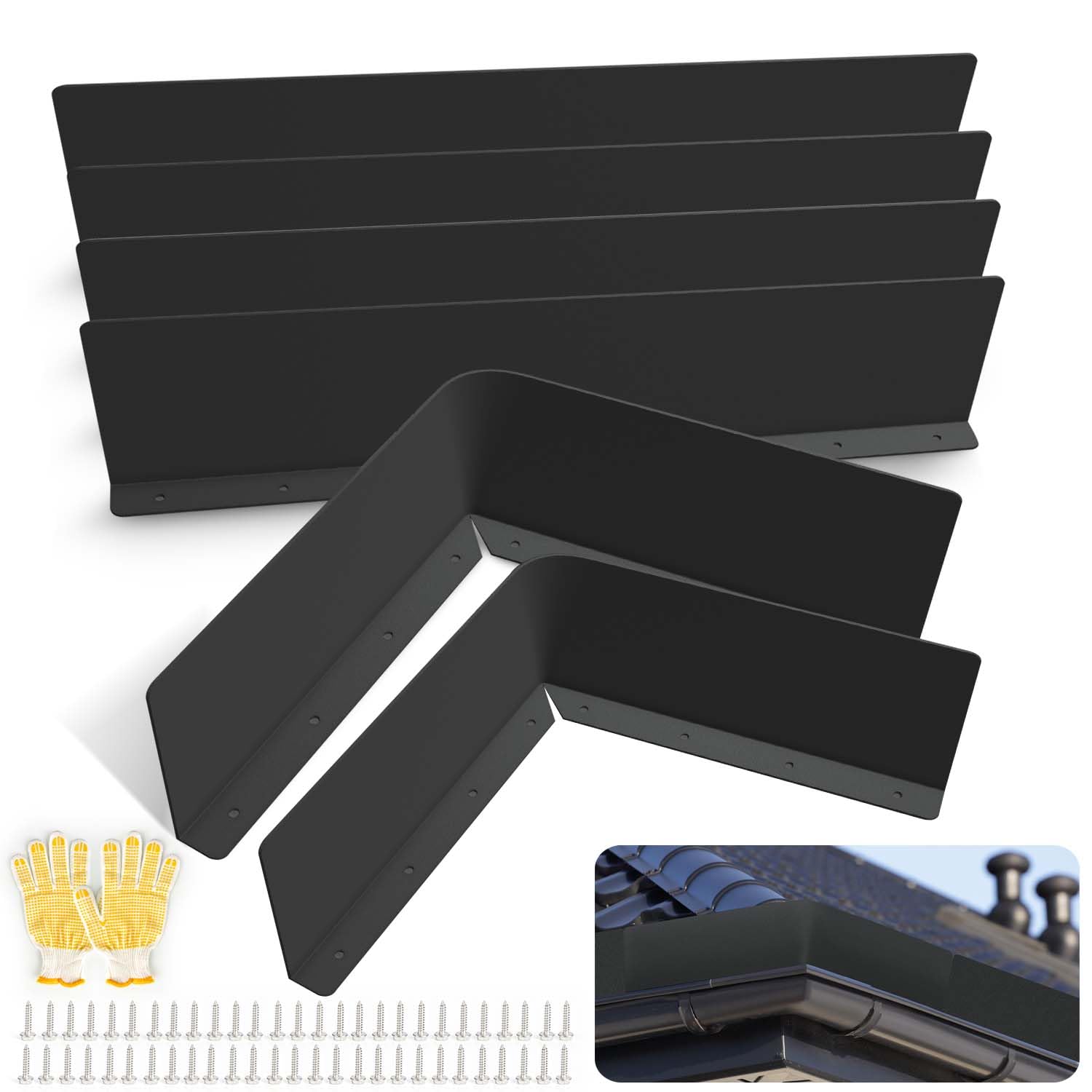 Snapklik.com : CAPHONT 6 Pcs Gutter Valley Splash Guards 15.7 X 3.5 ...