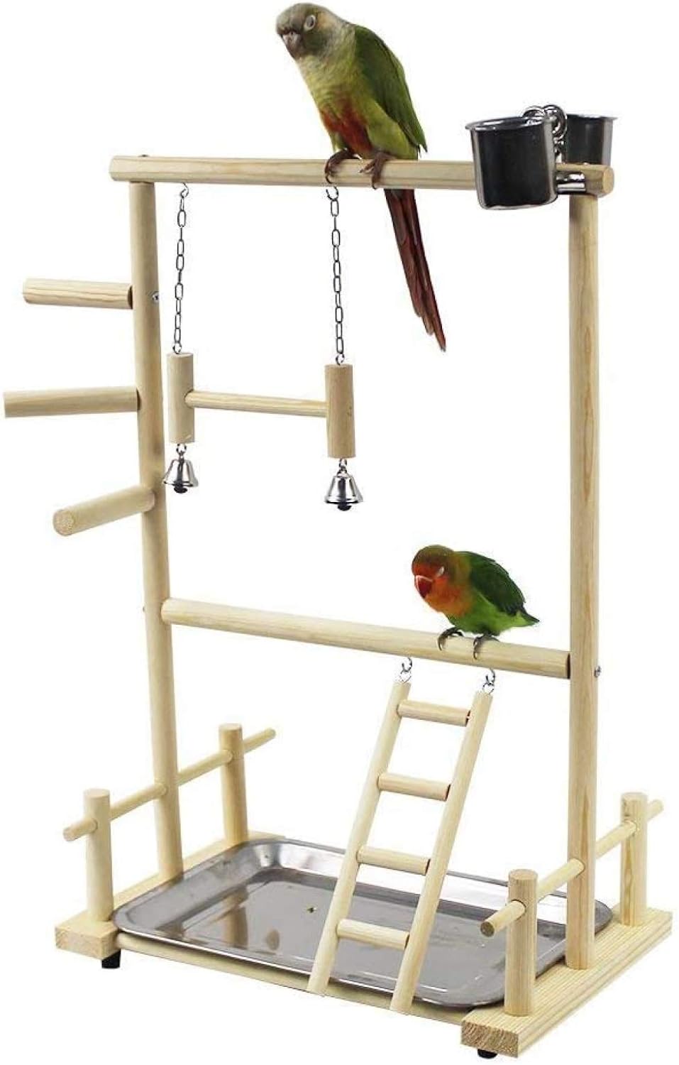Amazon.com : Wooden Parrot Playground, Double Layer Wooden Bird Door ...
