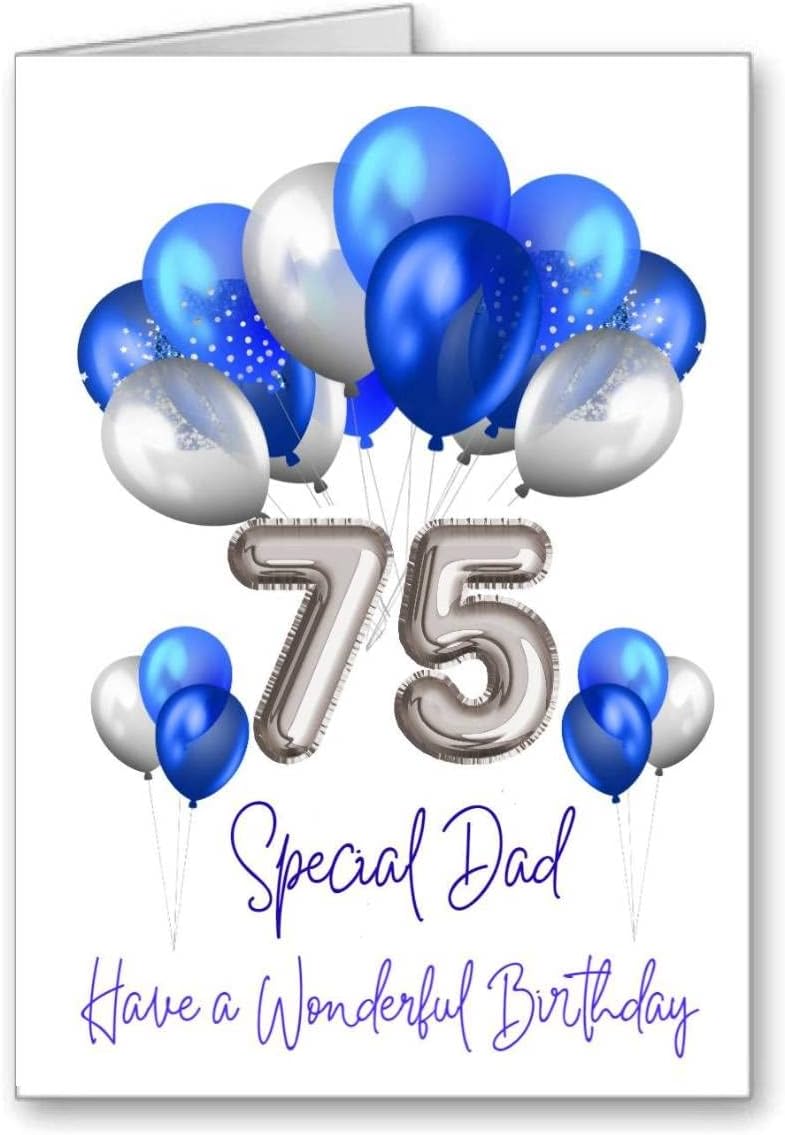 dad Happy 75th Birthday Card 75 age Balloons (envelope Included ...
