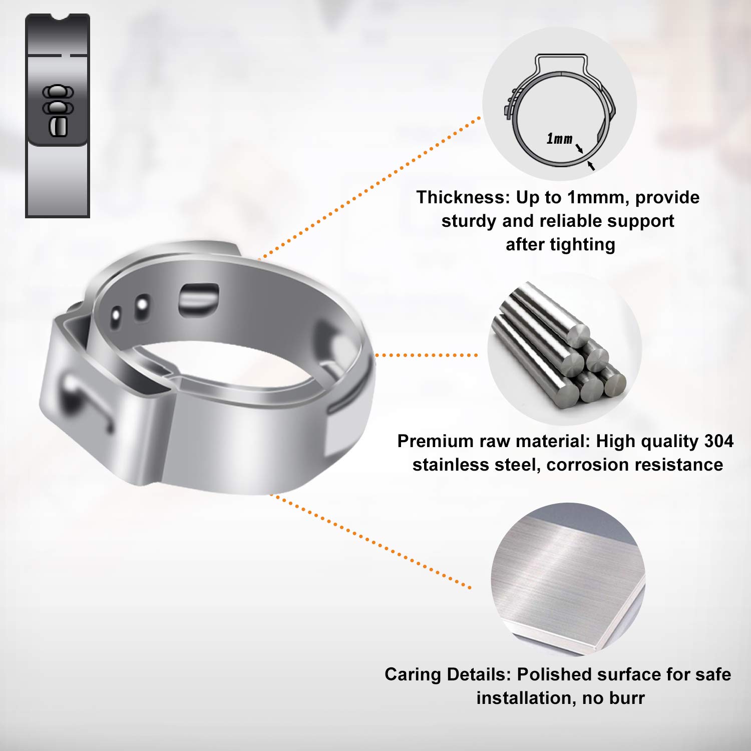 Snapklik.com : SUNGATOR 15-Pack 1 Inch PEX Cinch Clamp Rings, Stainless ...