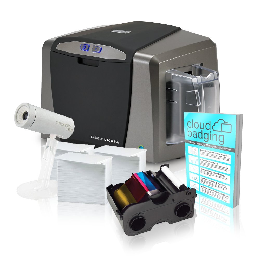 Snapklik.com : Fargo DTC1250e Single-Side ID Card Printer + Supplies