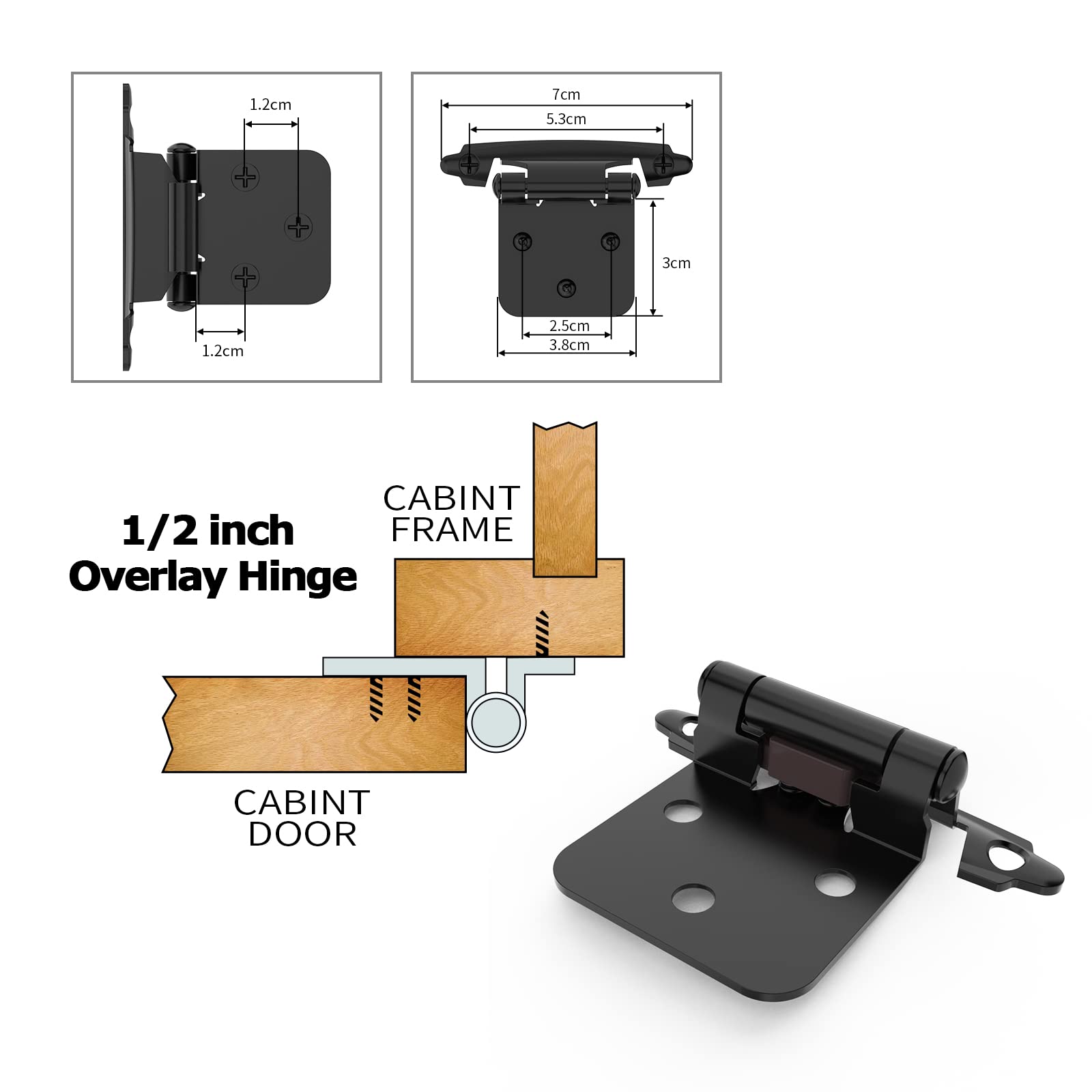 Face Mount Hinges With Screws SDTC Tech 32-Pack Overlay Cabinet Door ...
